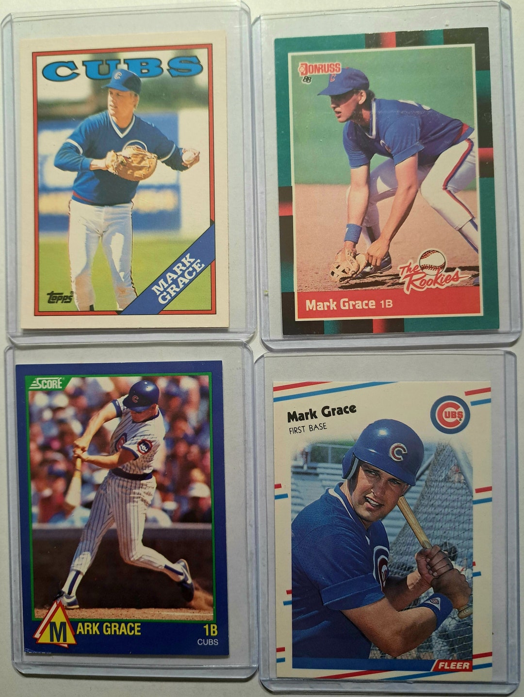 Vintage Set of Four Mark Grace Rookie Cards 1988 - Topps, Donruss ...