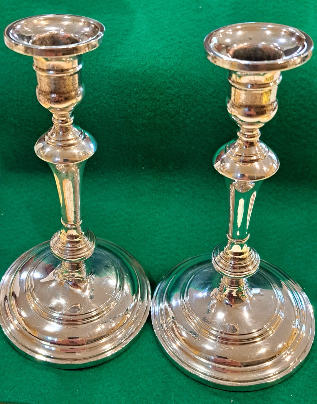 Pair Vintage Georgian Style Sterling Reinforced Weighted Candlesticks 8 ...