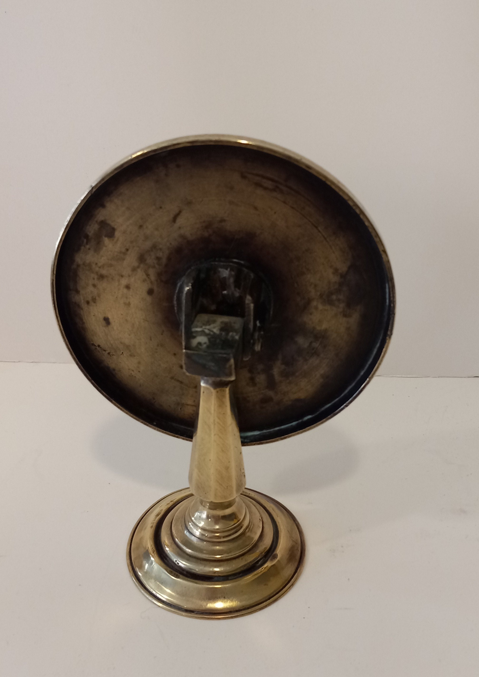 Antique Brass Miniature Tilt-top Table With Inscribed Floral Design Top ...