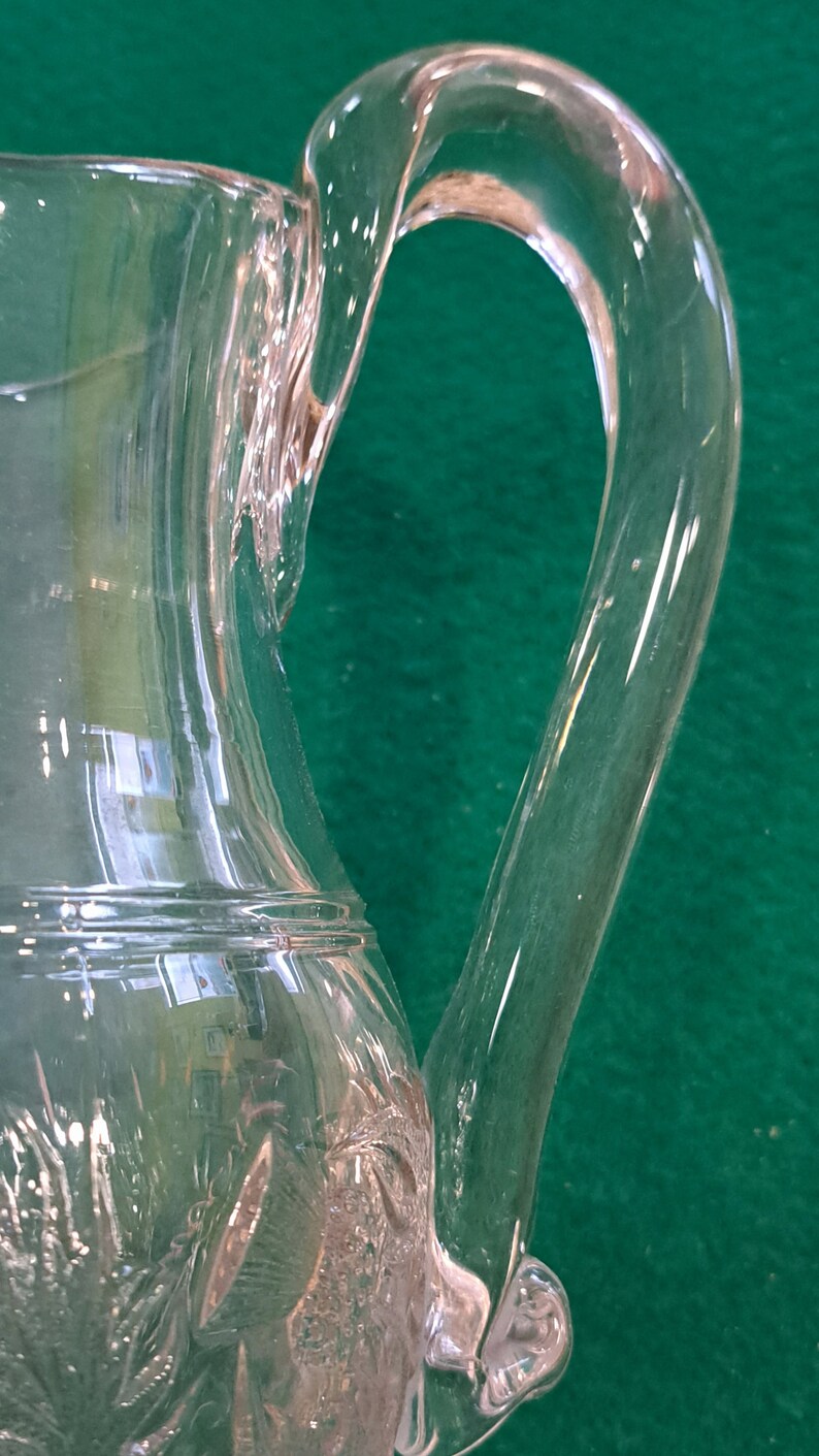 Vintage EAPG Clear Glass Large Footed Pitcher Applied Handle 8 1/2 ...