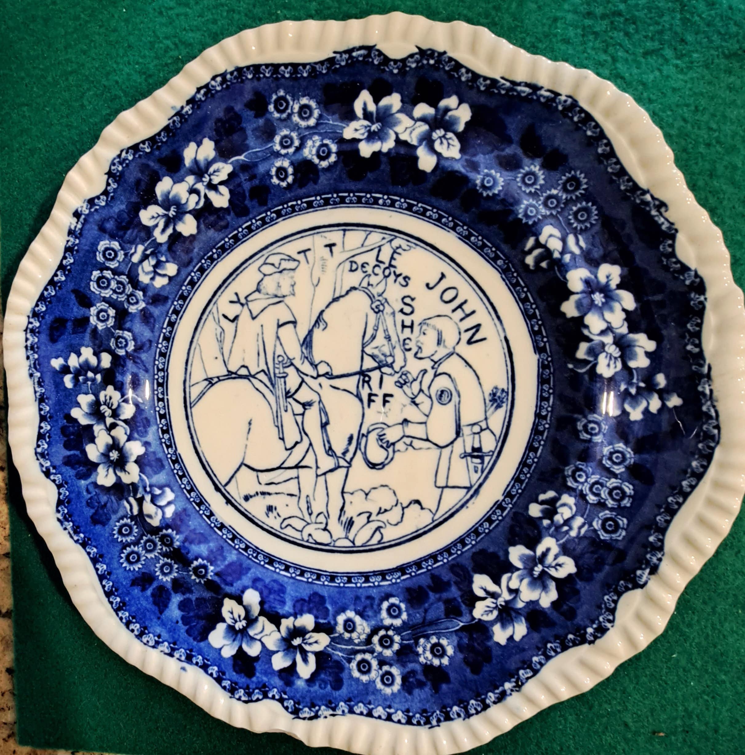 Rare Pair of Vintage Robin Hood Series Flow Blue Dinner Plates 10 1/2 ...