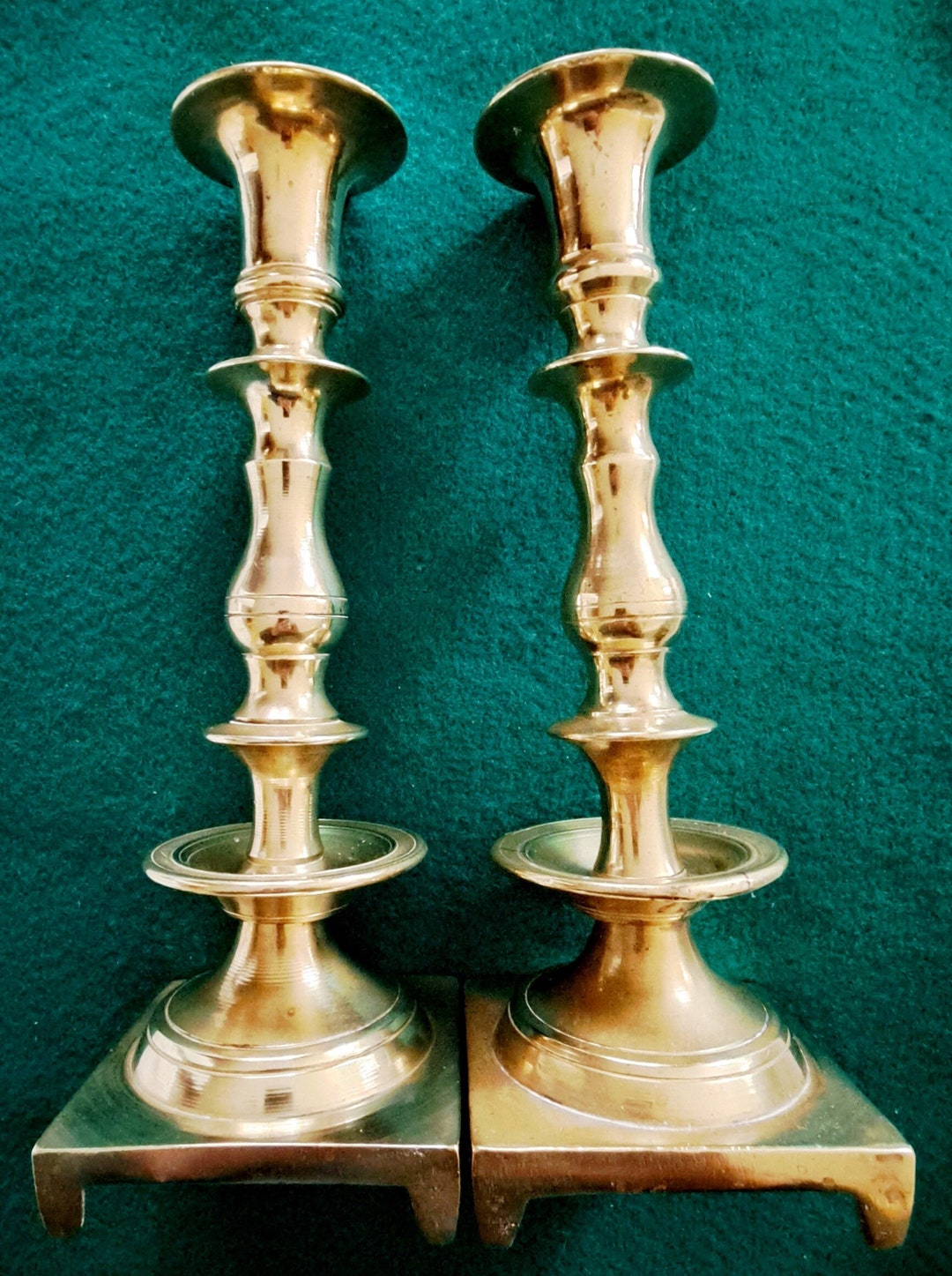 Pair of Vintage 19th Century Heavy Brass Candlesticks 9.5" - Etsy
