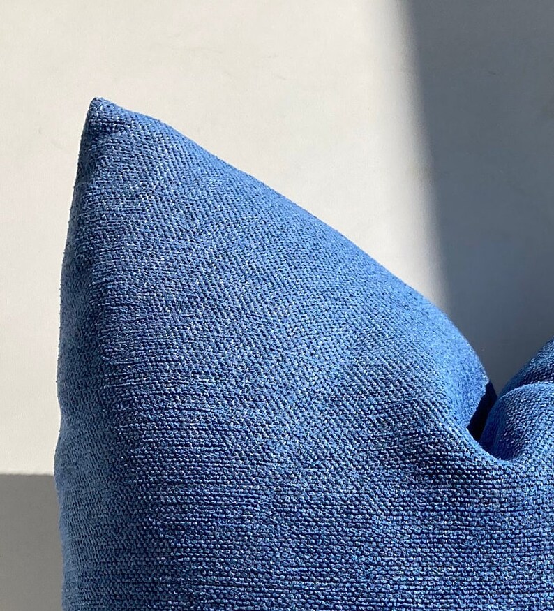Cobalt Blue Linen Pillow Cover, Soft Textured Throw Pillow - Etsy