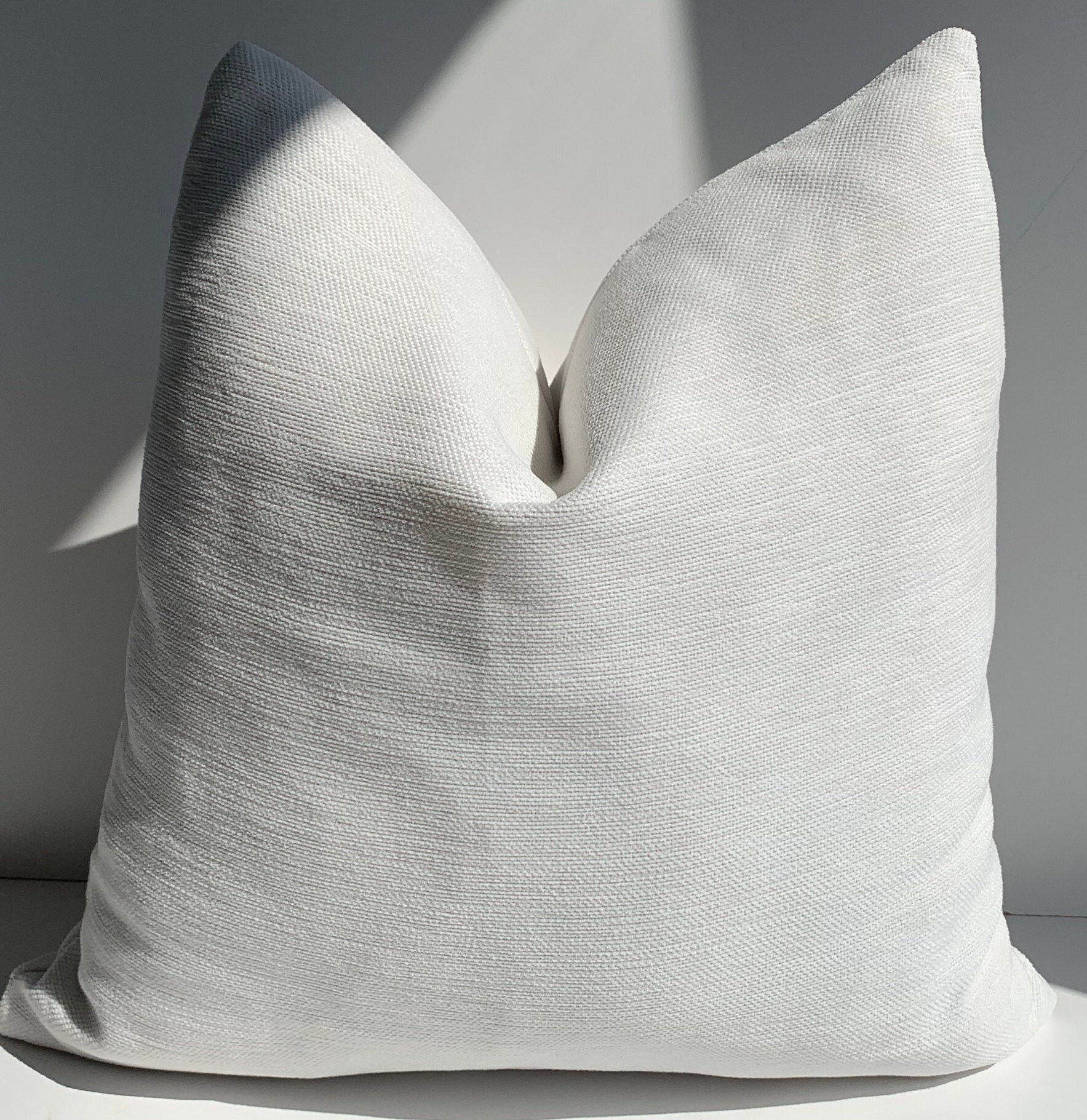 Thick White Linen Pillow Cover, Soft Textured Solid Cushion - Etsy