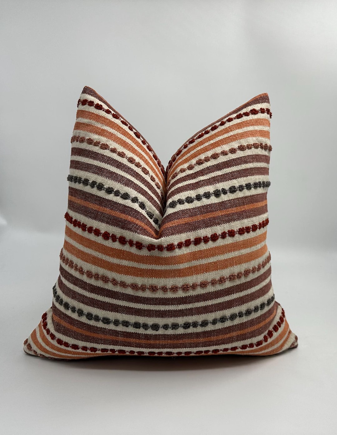 Orange Woven Pillow Case, Punch Stripe Pillow, Linen Decorative Gift ...