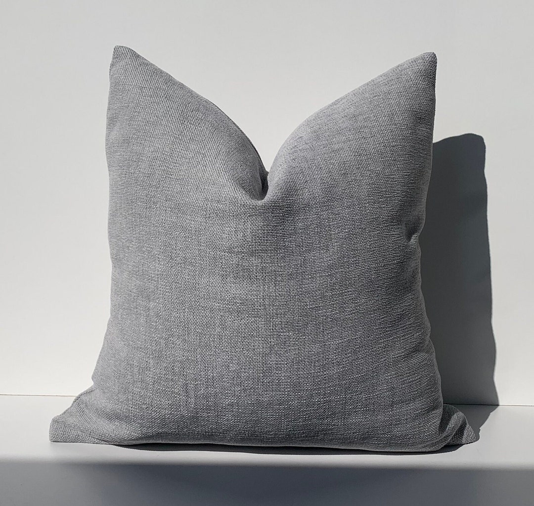 Light Gray Linen Textured Pillow Cover, Gray Decorative Pillow, Bedroom ...