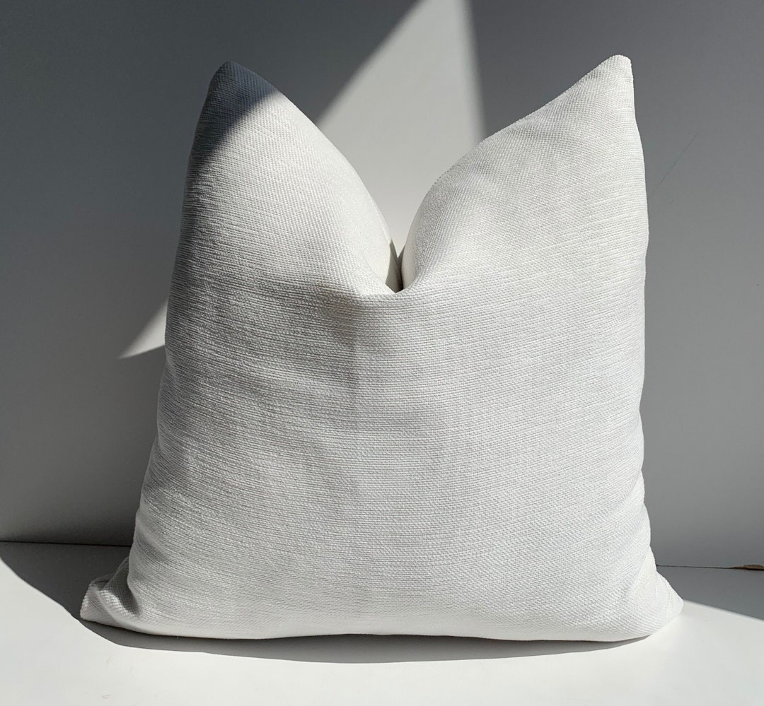Thick White Linen Pillow Cover, Soft Textured Solid Cushion - Etsy