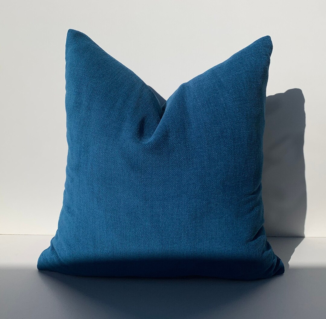 Blue Chenille Textured Pillow Cover, Blue Decorative Pillow, Bedroom ...