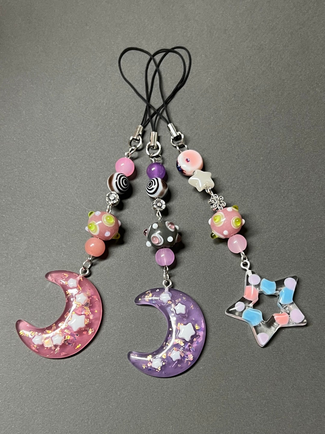 Pink and Purple Moon/star Phone Charms - Etsy