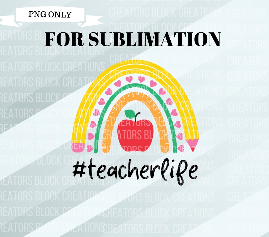 Teacher Rainbow Apple Pencil PNG | Sublimation Design (digital Download ...