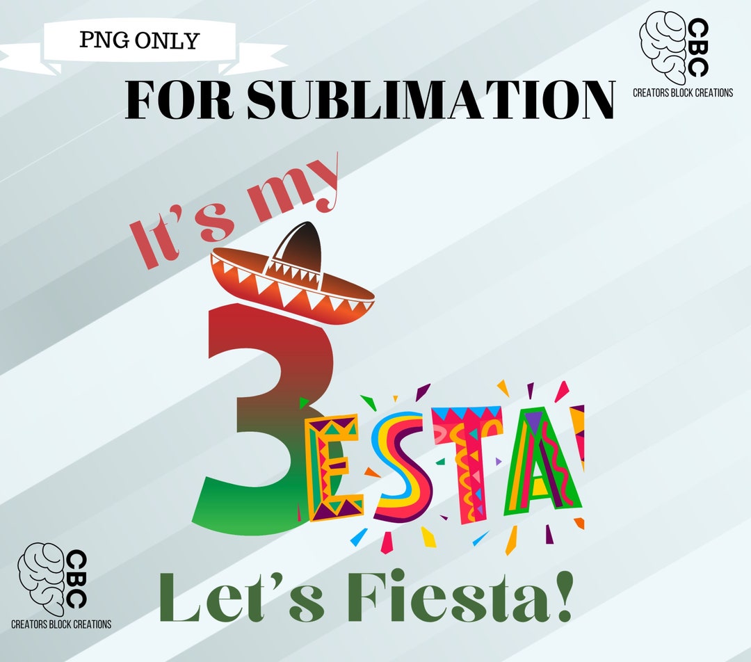 Three-esta Fiesta 3rd Birthday Sublimation Design (PNG) - Etsy