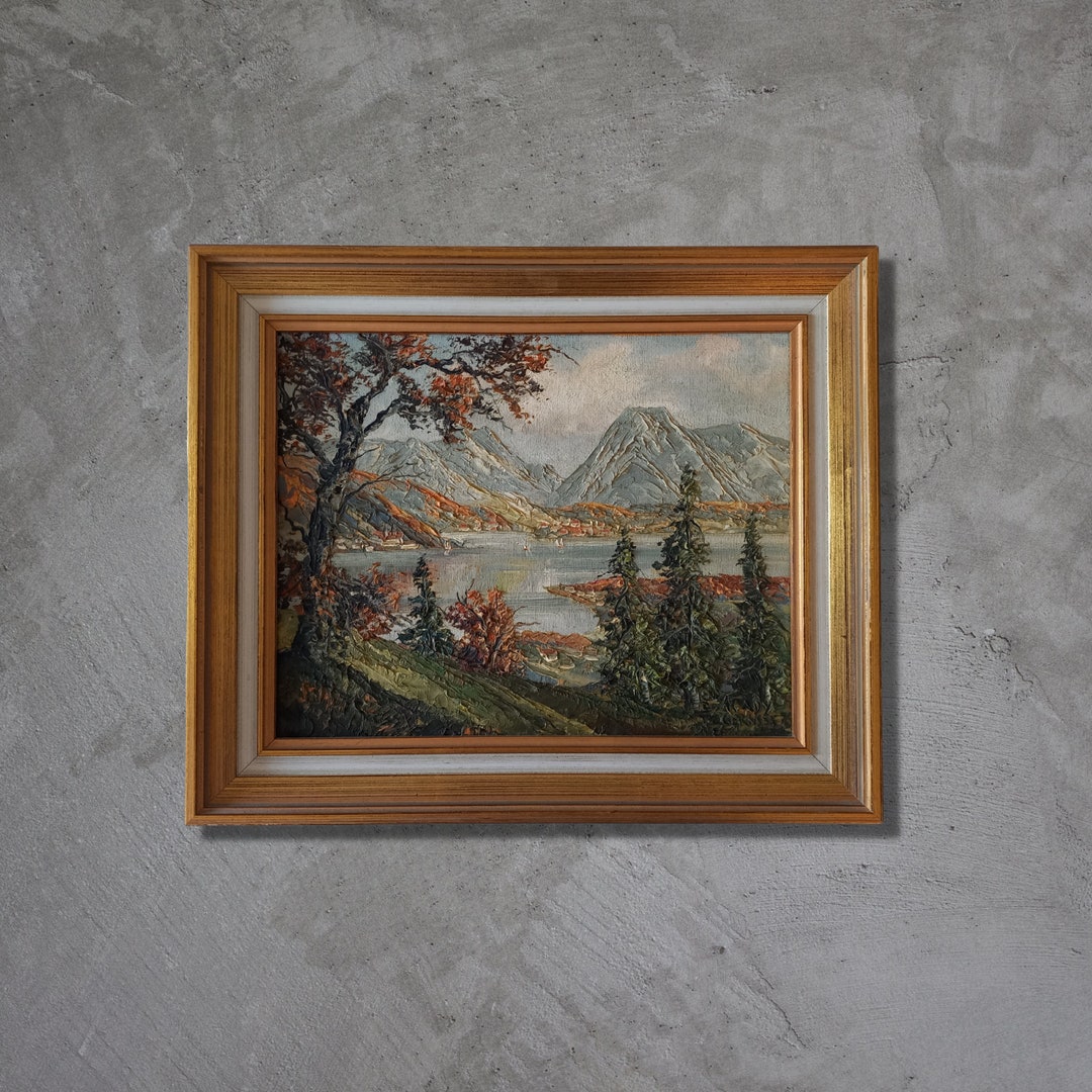 ORIGINAL Oil Painting on Cardboard Incl. Frame Tegernsee Valley Signed ...