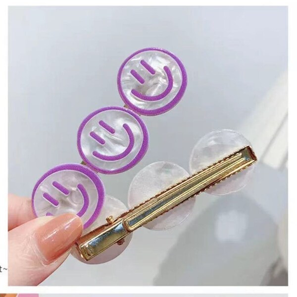 Smiley Face Hair Clips - Etsy