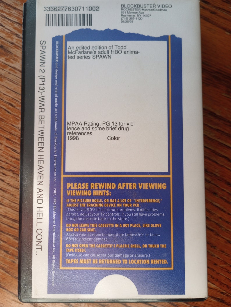 Blockbuster Authentic Rental VHS: Spawn 2! Plus 3 Bonus Tapes! - Etsy
