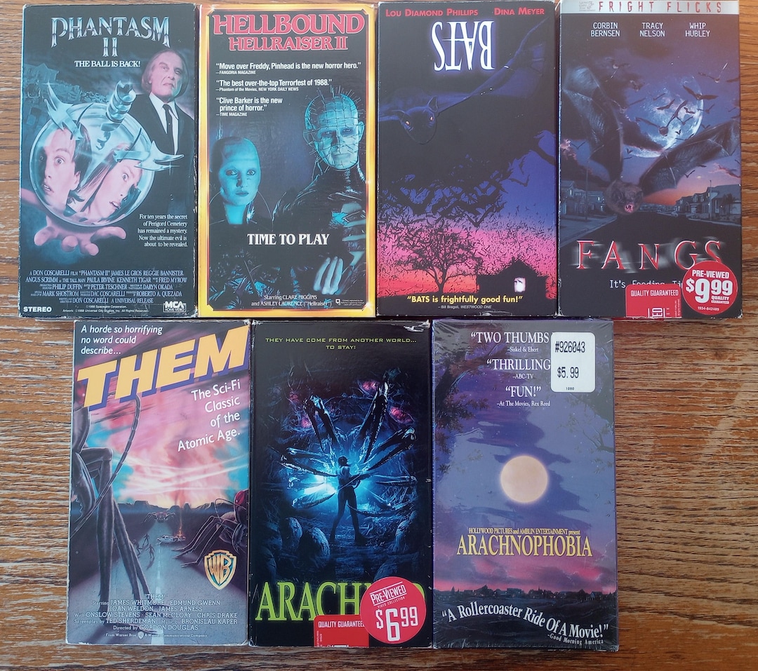 Horror VHS Lot #2 - 7 Tapes (phantasm 2, Hellraiser 2, Arachnophobia ...