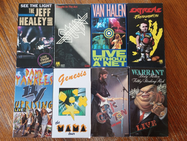 Rock N Roll VHS Lot - 8 Tapes (van Halen, Eric Clapton, Warrant ...