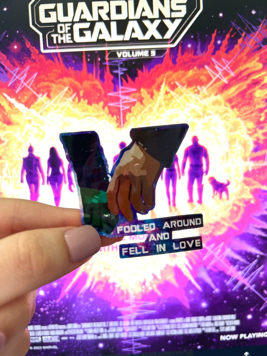 Guardians of the Galaxy Sticker | Gamora and Starlord Holding Hands ...