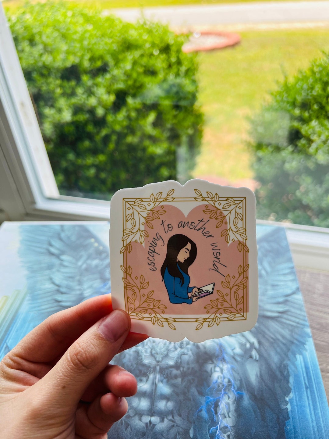 Escaping to Another World Sticker Bookish Sticker Girl Reading Sticker ...