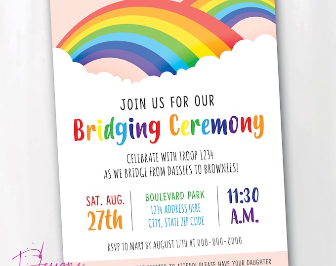 Girl Scouts Bridging Ceremony Invitation Digital Printable PDF JPG ...