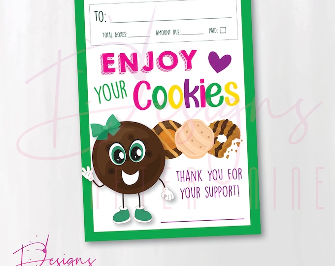 New Updated Design Girl Scout Thank You Cookie Card Tag PDF JPG Instant ... New Updated Design Girl Scout Thank You Cookie Card Tag PDF JPG Instant ...