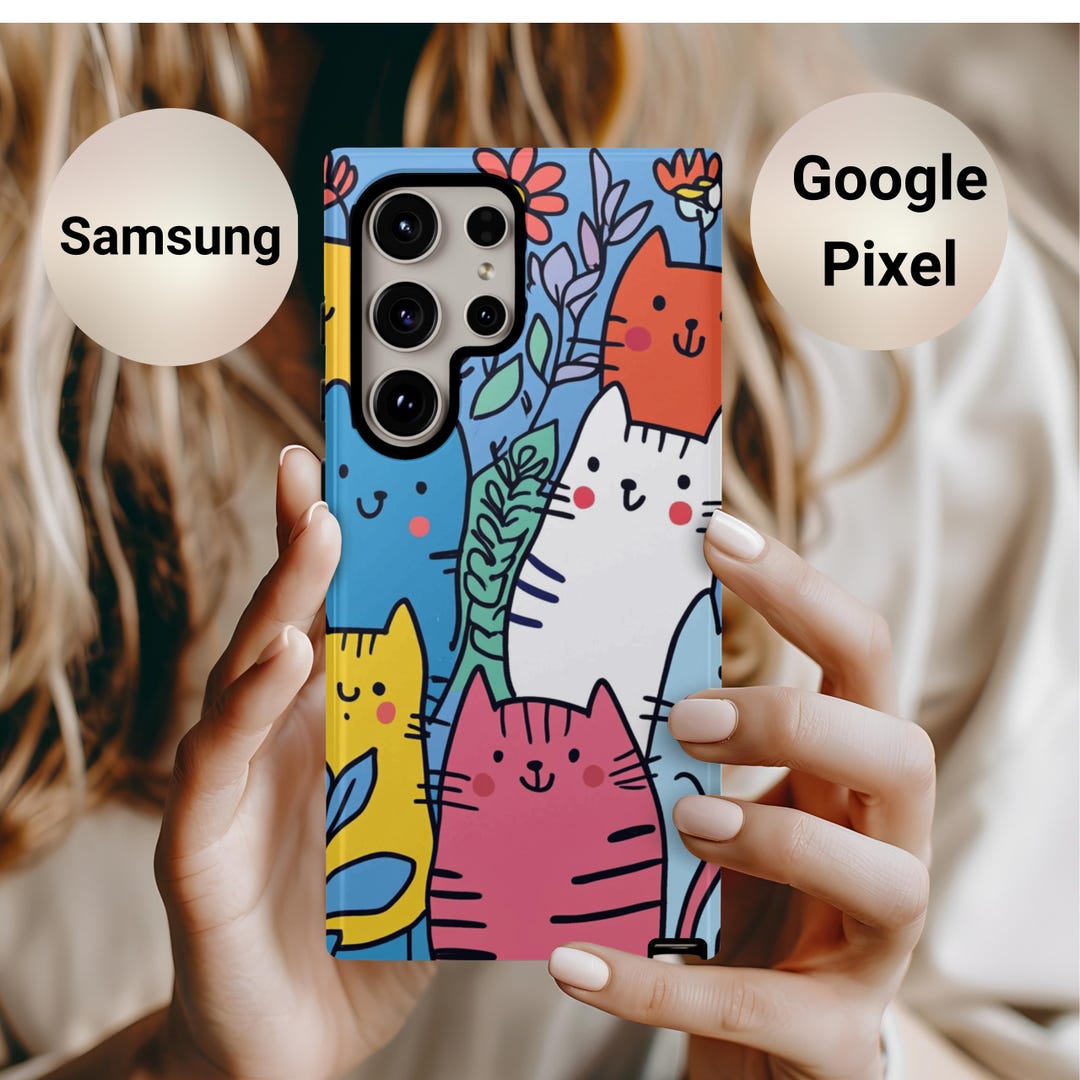 Phone Cases, Cartoon Cats Design for Samsung, Google, Tough Case, Girly ...