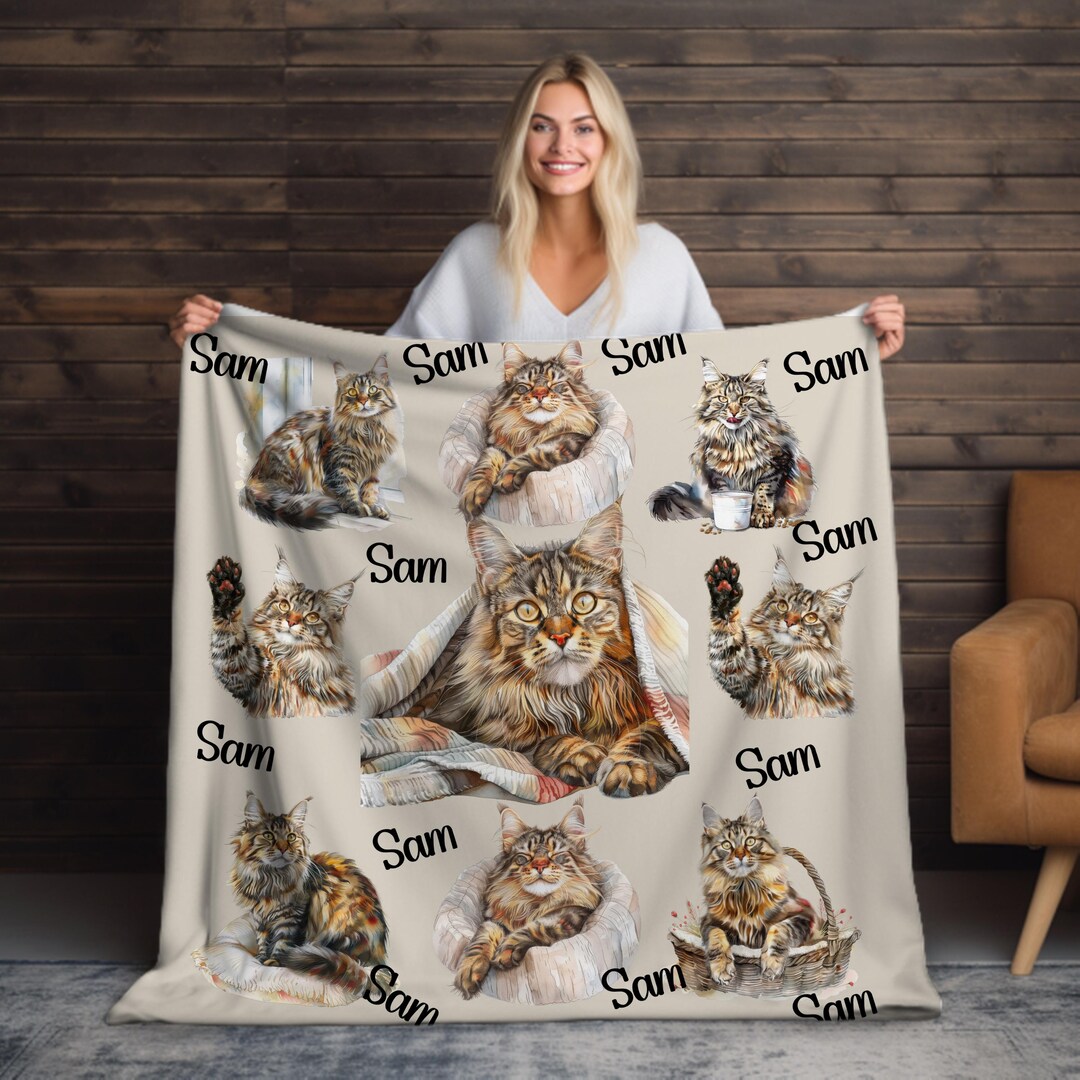 Personalized Maine Coon Two-sided Cat Blanket, Cozy Pet Lover Gift - Etsy