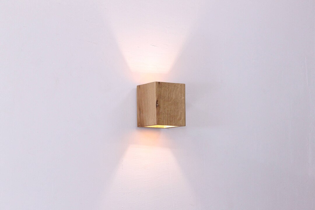 Unique Modern Wood Sconce Light, Stylish Bedside Lighting Fixture, Up ...