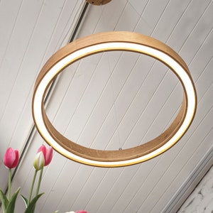 Round Pendant Light, Wooden Pendant Light Living Room, Wooden ...