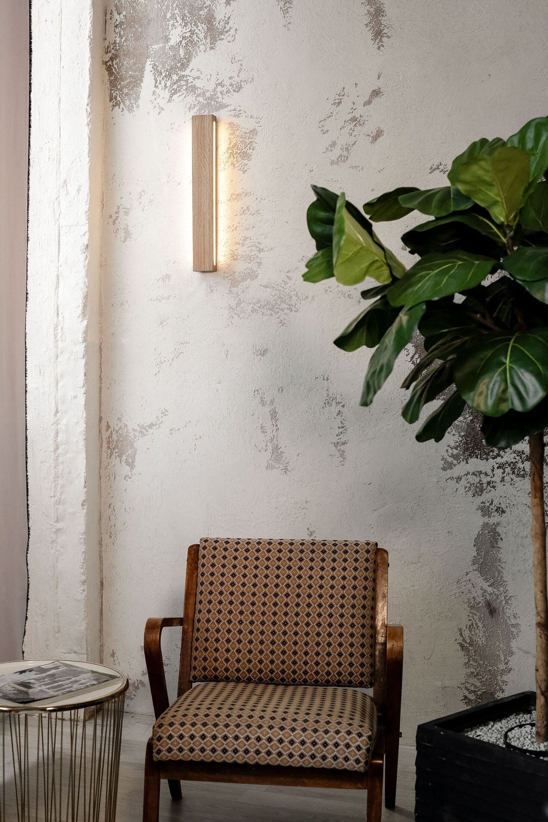 Wood Wall Light, Linear Wall Sconce, Plug in Wall Sconce, Modern Wall ...