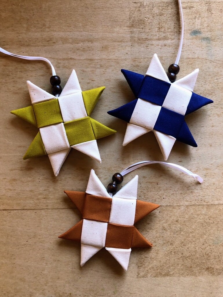 Scandinavian Folded Star Ornaments, Set of Three - Etsy