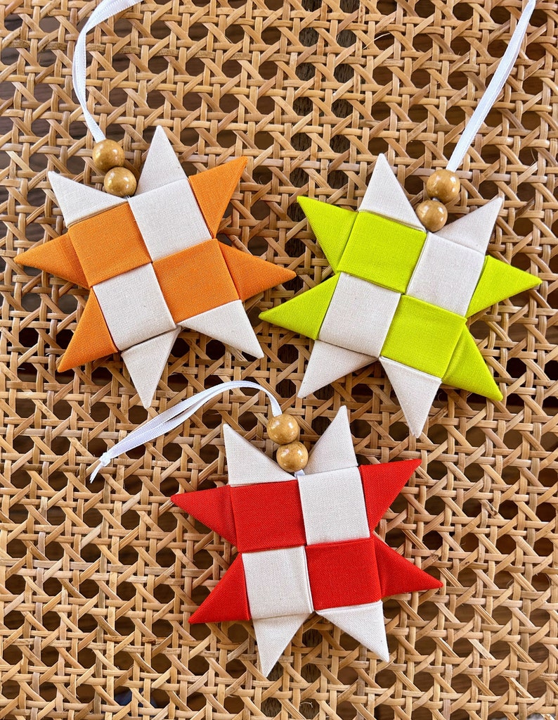 Scandinavian Folded Star Ornaments, Set of Three - Etsy
