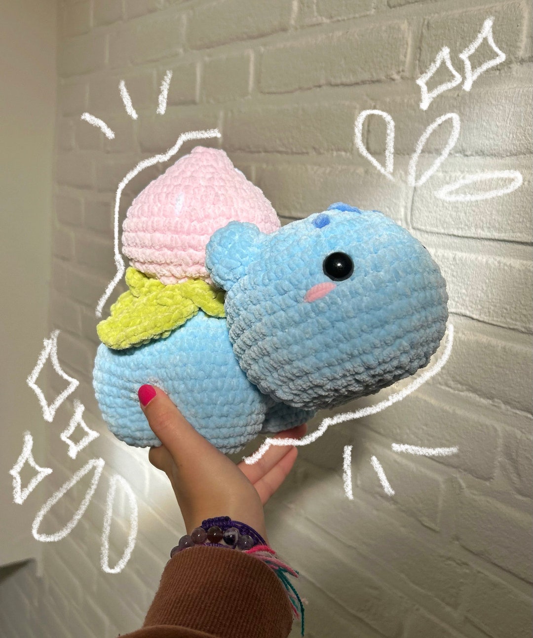 Crochet Pokemon Bulbasaur Inspired Strawberry Bulbasaur Stuffed Animal ...