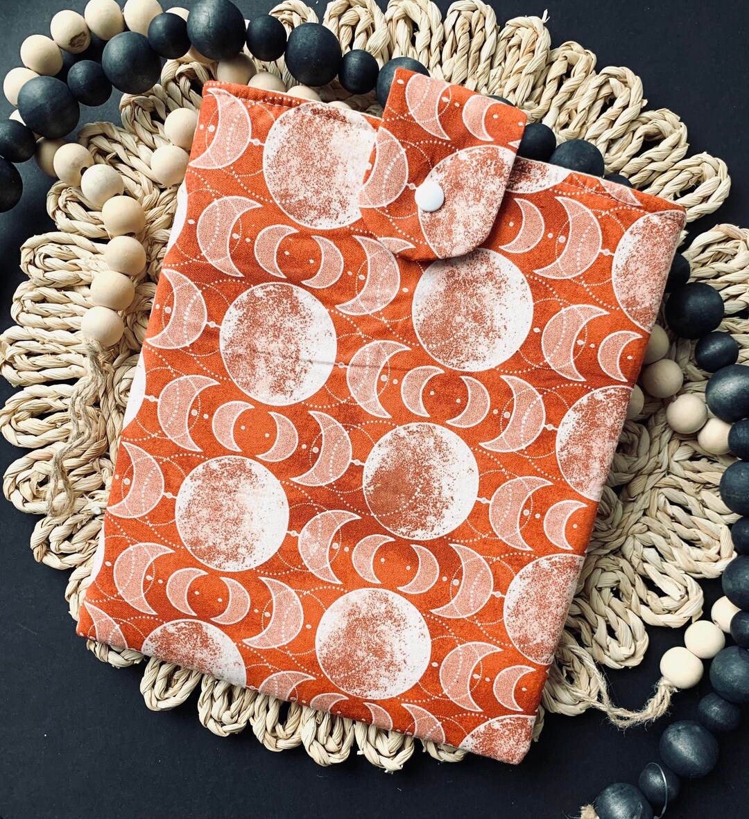 Orange Moon Phases - Celestial Book Sleeve, Moon Book Sleeve, Padded ...