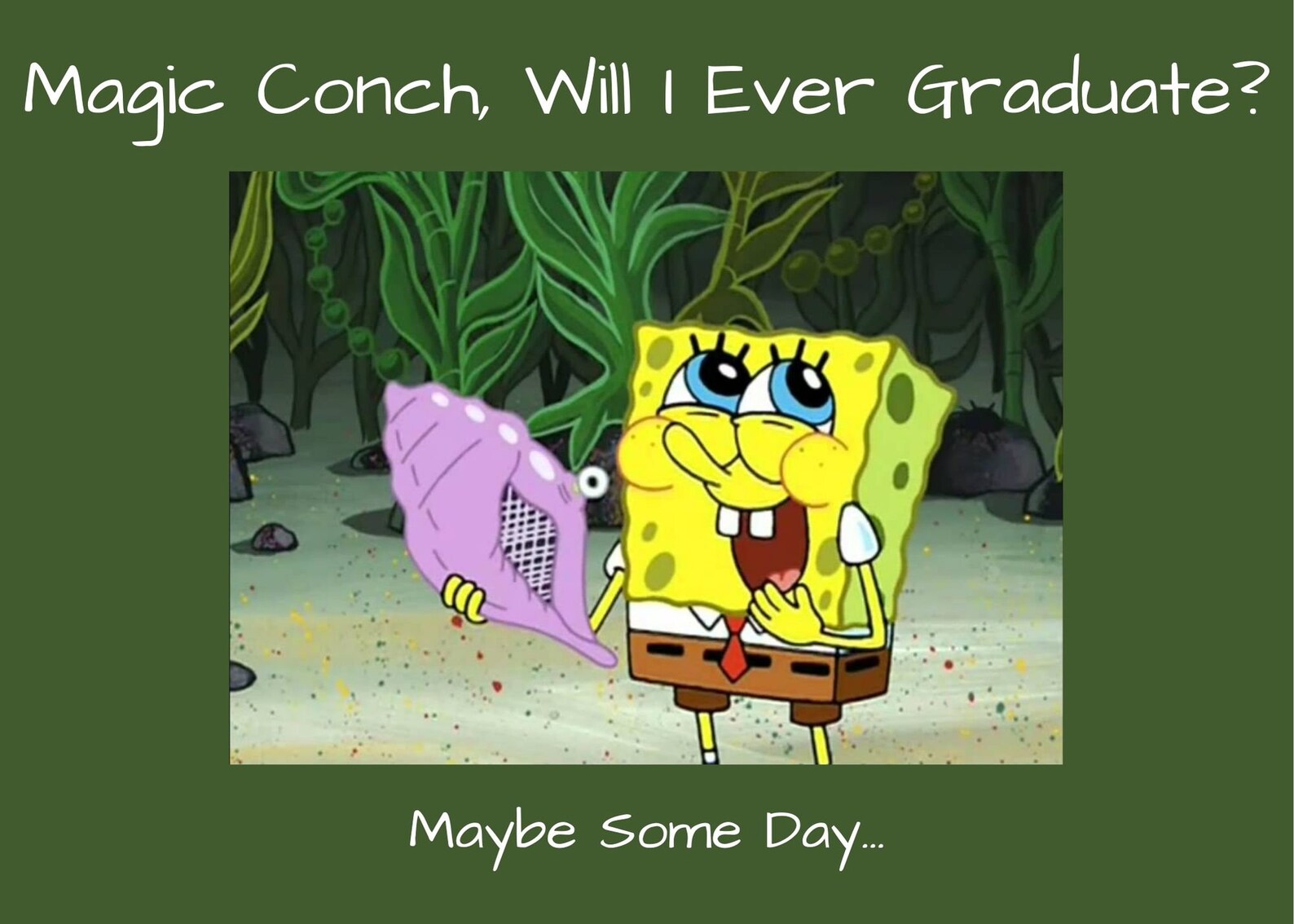 Spongebob Graduation Blank Card Template Magic Conch Shell | Etsy
