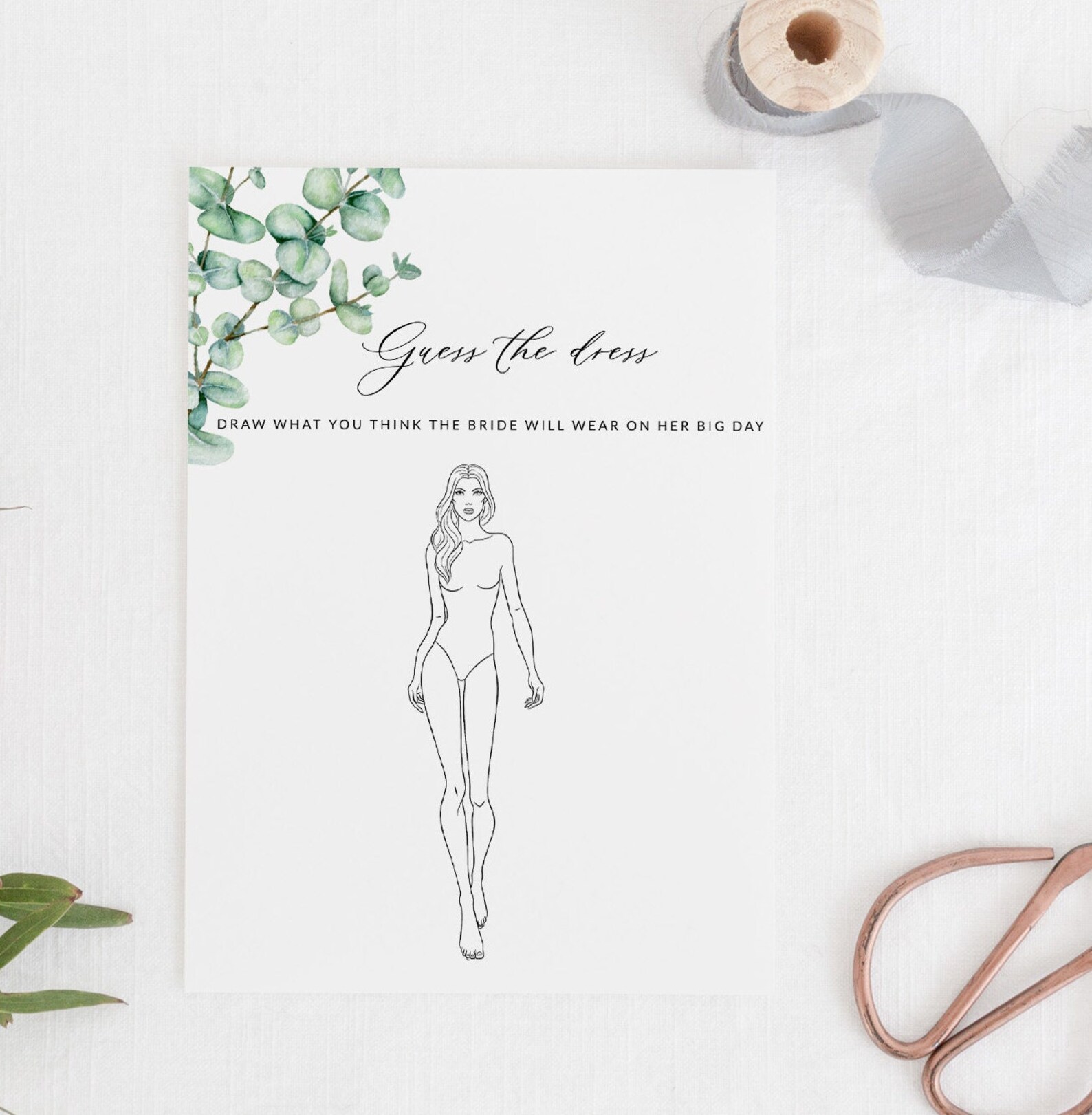 Guess the Dress Bridal Shower Game, Draw the Dress Game, Bachelorette ...