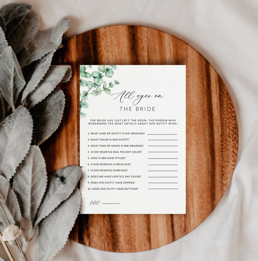 All Eyes on the Bride, Bridal Shower Game, Guess the Brides Outfit ...