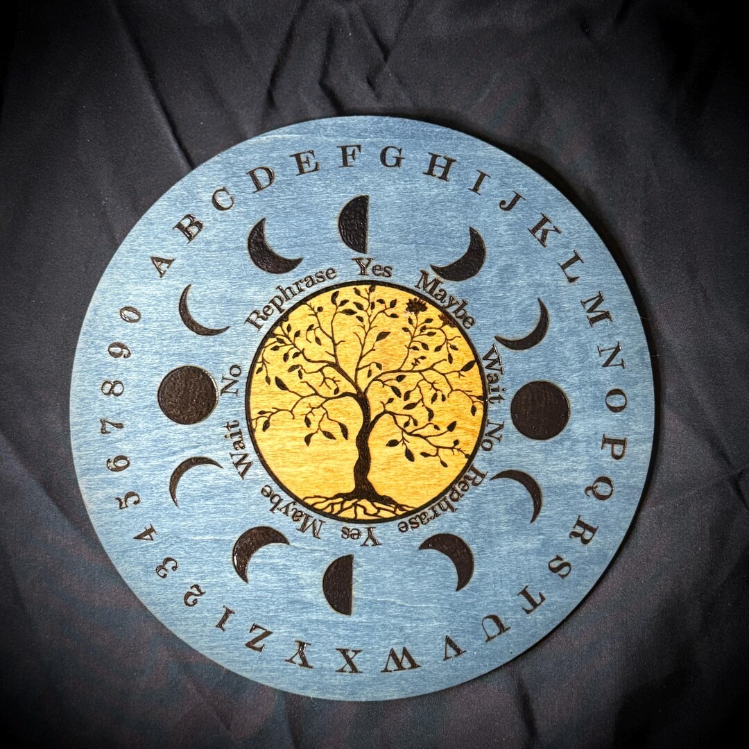 Spirit Board Wall Art | Moon Phase & Tree of Life | Wood Burned Decor ...