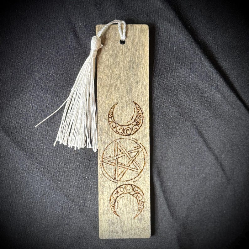 Magical Wood Burned Bookmark | Celestial and Nature Magic | Moon and ...