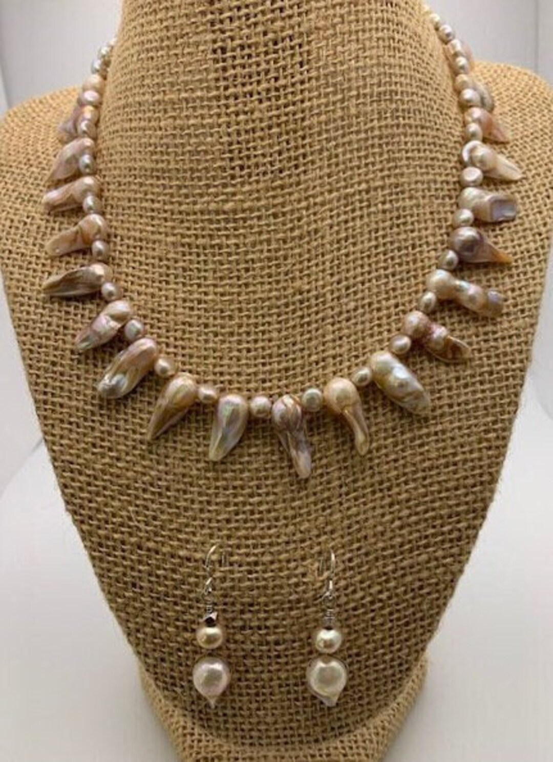Fresh Water Shell Pearl Necklace Set, Matching Natural Shell Pearls ...