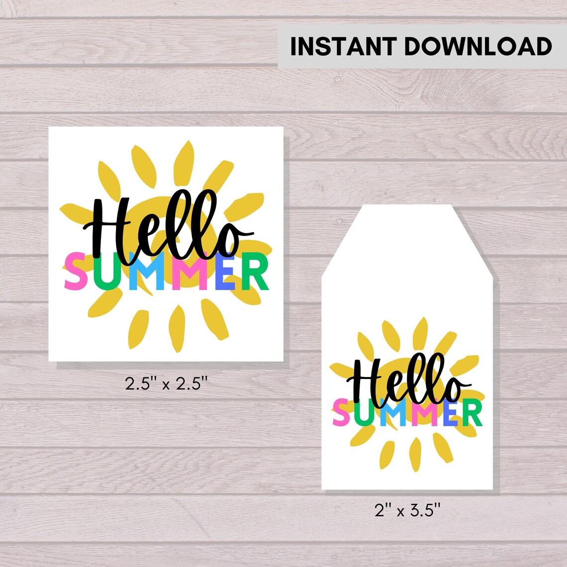 Hello Summer Printable Card, Hello Summer Tag, Summer Tag, Instant ...
