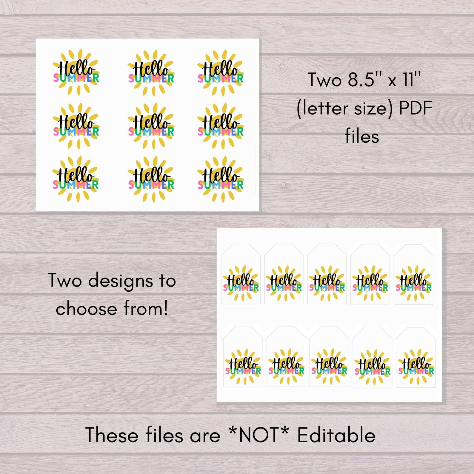 Hello Summer Printable Card, Hello Summer Tag, Summer Tag, Instant ...