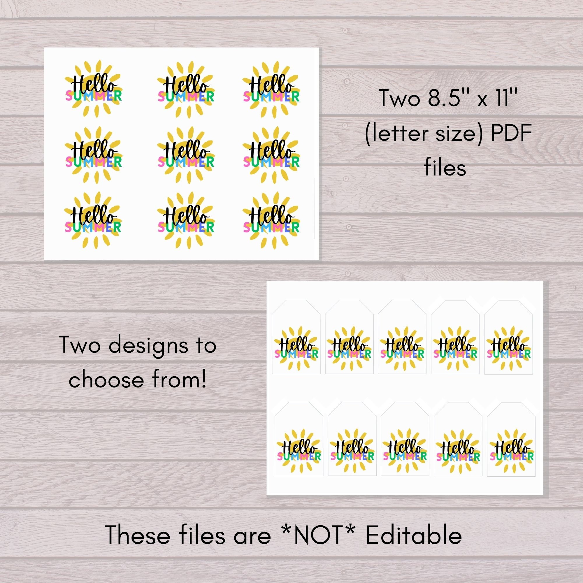 Hello Summer Printable Card, Hello Summer Tag, Summer Tag, Instant ...