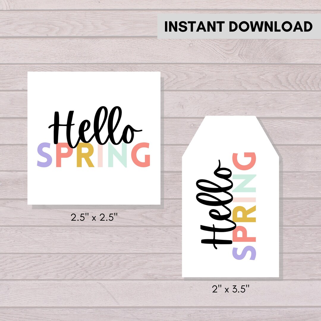 Hello Spring Printable Card, Hello Spring Tag, Easter Tag, Instant ...