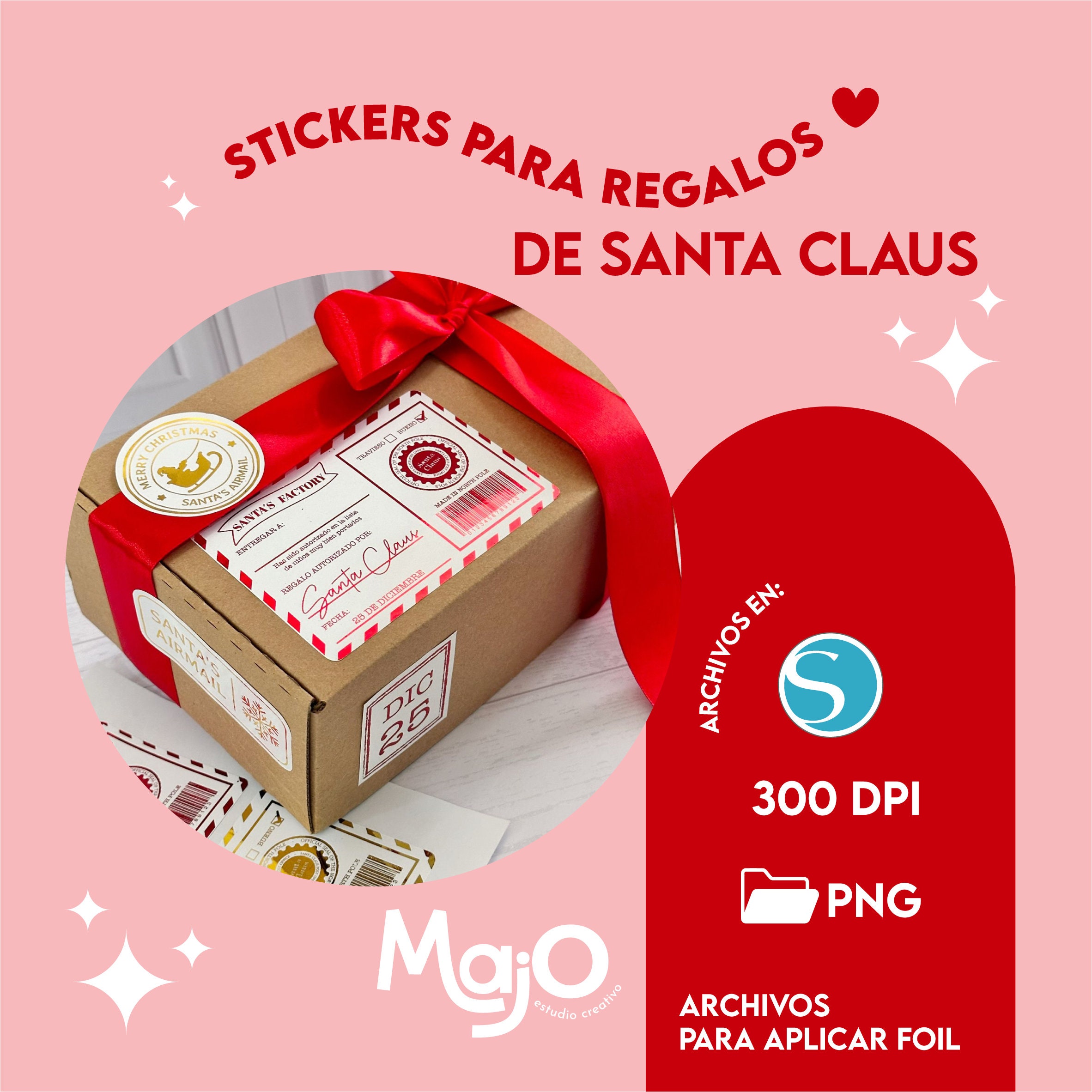 Stickers para regalos de Santa Claus - Etsy México