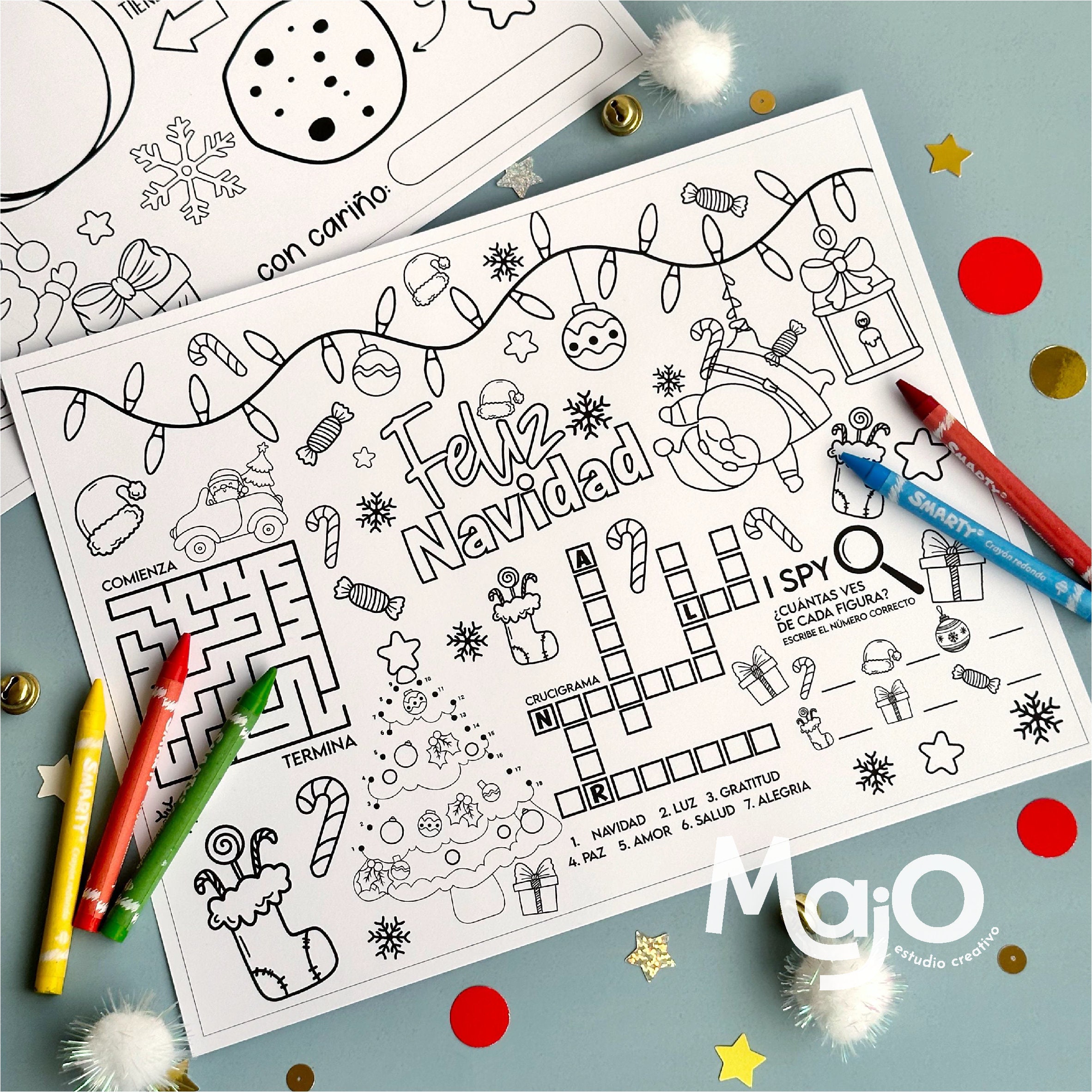 Mantelitos Navideños con Actividades - Etsy México