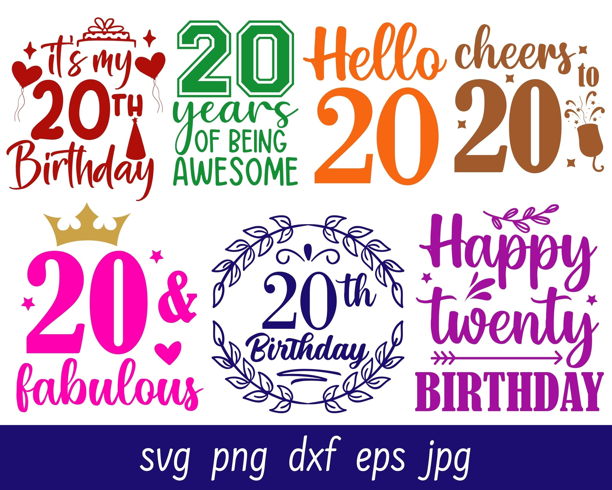 20th Birthday Svg Png, 20th Birthday Svg, Birthday Svg, 20 Birthday ...