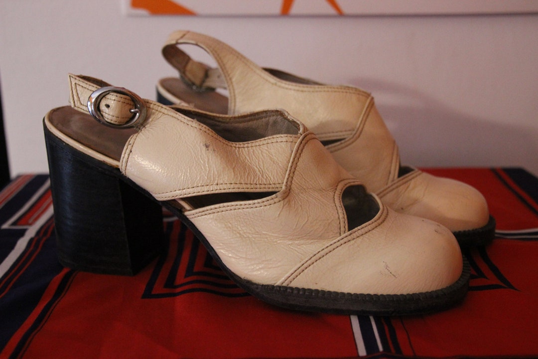 Vintage Mod Shoes, Size 37, Slingback, 70s Shoes, Platform Shoes, Slade ...