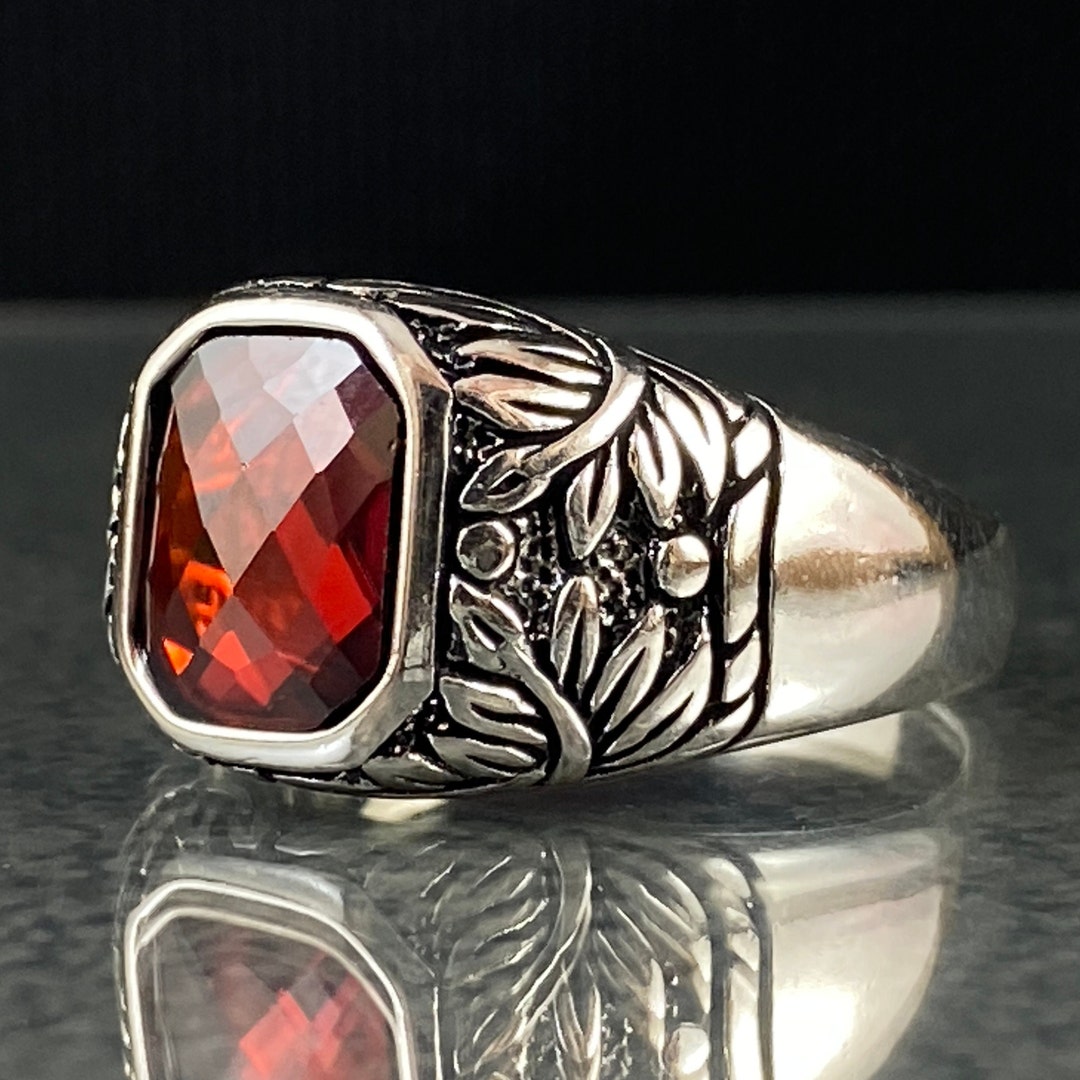 Ruby Gemstone Silver Ring, Mens Handmade Silver Ring, 925 Sterling ...
