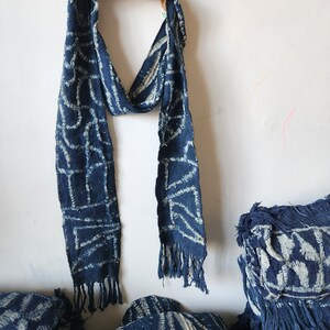 Ndop (bamileke) Sash/muffler Scarf/bami Rapper/indigo Blue Strip Woven ...