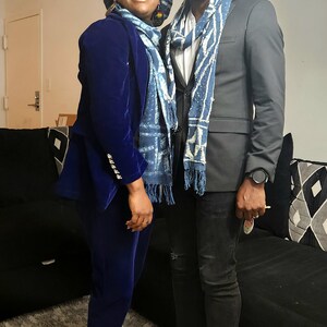 Ndop (bamileke) Sash/muffler Scarf/bami Rapper/indigo Blue Strip Woven ...